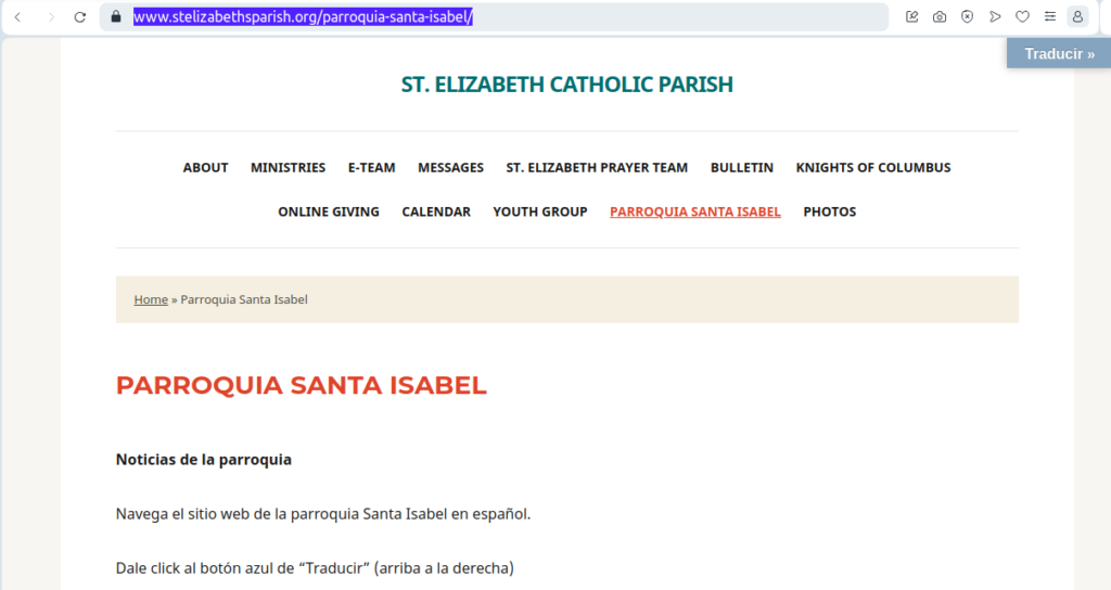 Parroquia Santa Isabel - St. Elizabeth Catholic Parish